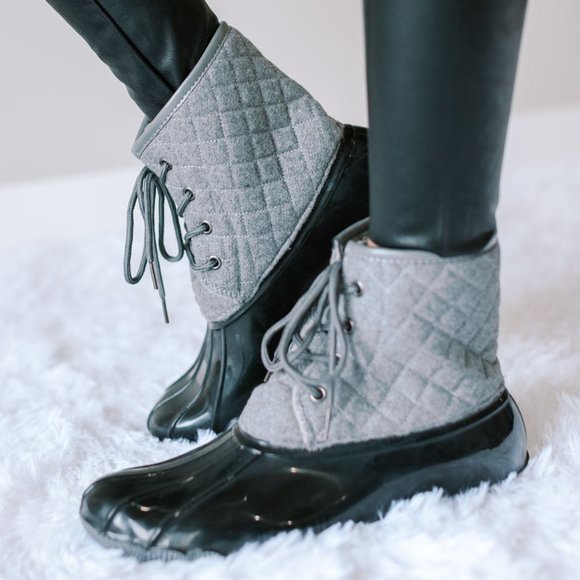 Shoes | Danielle Duck Boot Grey Quilted | Poshmark